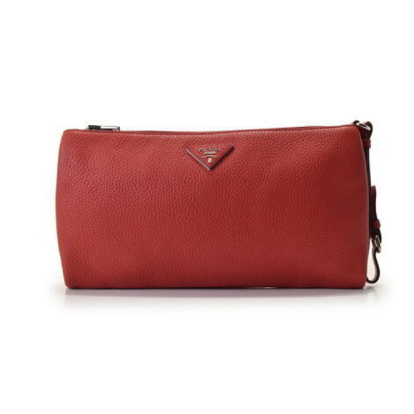Prada | Bags | Prada Clutch Bag Red Calf | Poshmark